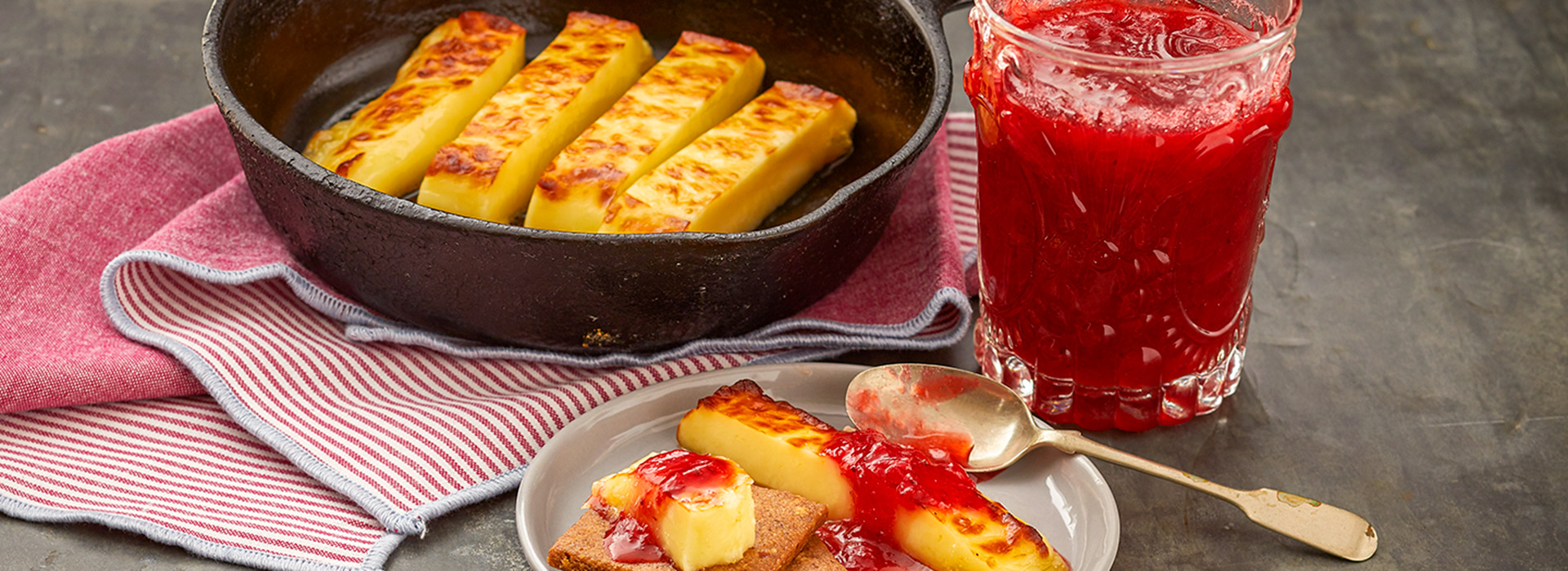 Warmed Juustoleipa with Strawberry-Rhubarb Jam | Wisconsin Cheese